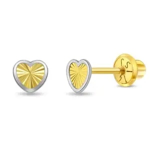 IN SEASON JEWELRY 14k Two Tone Heart Stud Earrings - Gold
