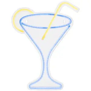 NORTHLIGHT Led Martini Cocktail Neon Lighted Wall Art17" And Yellow - Blue