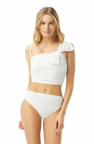 Carmen Marc Valvo One Shoulder Cropped Bikini Top