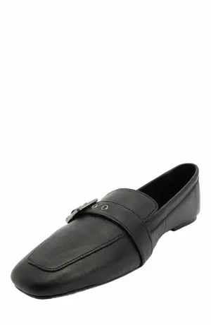 FOREVER & ALWAYS SHOES Noir Leather Flat Loafers - Black Leather