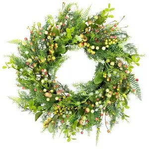 NORTHLIGHT Berry And Crabapple Fern Foliage Spring Wreath22 - Green