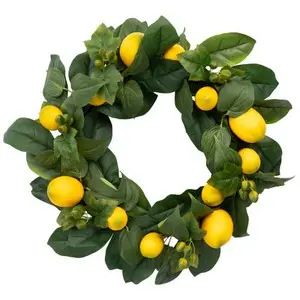 NORTHLIGHT Lemon And Foliage Artificial Wreath - Yellow