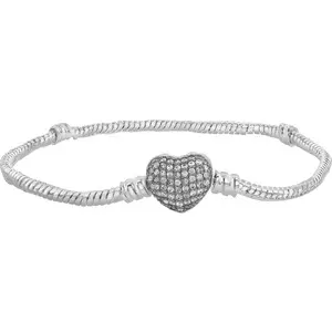 DONATELLO GIAN Name Crystal Heart Charm Bracelet - Silver