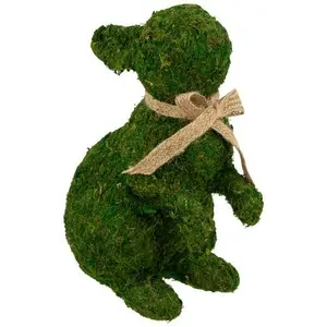 NORTHLIGHT Standing Moss Easter Rabbit Figurine10 - Green