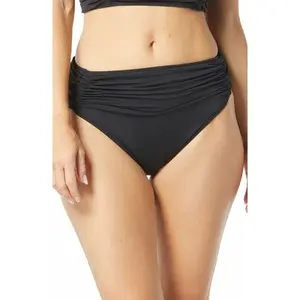 Carmen Marc Valvo Solid Shirred Bikini Bottom - 001-black