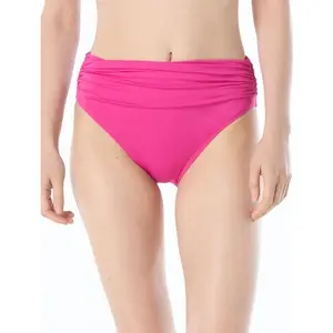 Carmen Marc Valvo Solid Shirred Bikini Bottom - Ultra Pink
