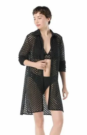 Carmen Marc Valvo Button Up Shirt Swim