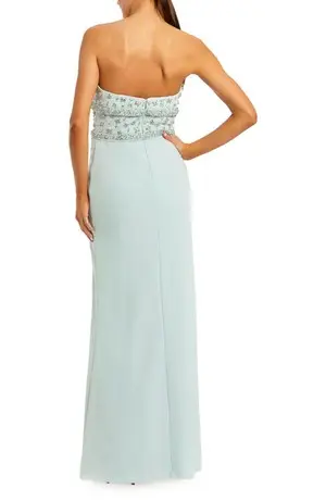 Mac Duggal Strapless Sweetheart Crepe Gown With Embellished Bodice - Mint