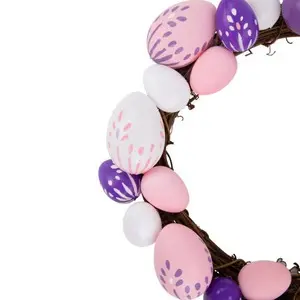 NORTHLIGHT 10" Pastel Purple And White Mini Easter Egg Spring Wreath