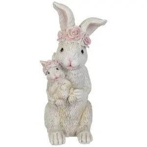 NORTHLIGHT Mother And Baby Bunny Outdoor Garden Easter Statue9.25 - White