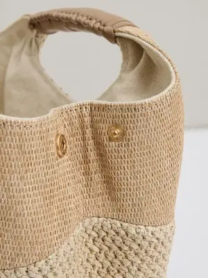 REISS Rosalie Raffia Patchwork Clutch Bag