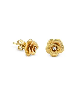 SYDNEY EVAN 14k Yellow Diamond Rose Stud Earrings - Gold