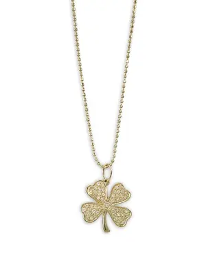 SYDNEY EVAN 14k Yellow Diamond Clover Pendant Necklace - Gold