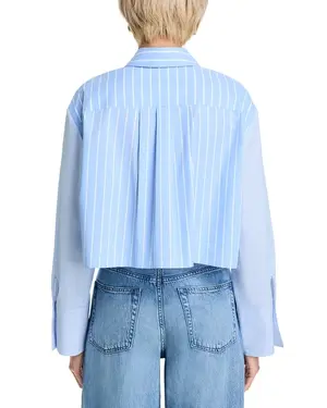 Alice + Olivia Striped Cropped Poplin Shirt