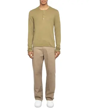 Zadig&Voltaire Signature Regular Fit Linen Henley - Olive