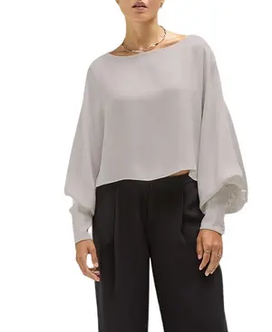 Careste Boatneck Bolero Top - Dark White Sand