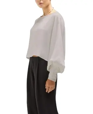 Careste Boatneck Bolero Top - Dark White Sand