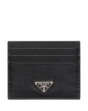 Prada Saffiano Leather Card Holder Black/silver