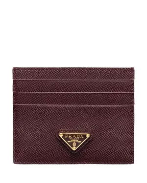 Prada Saffiano Leather Card Holder Burgundy