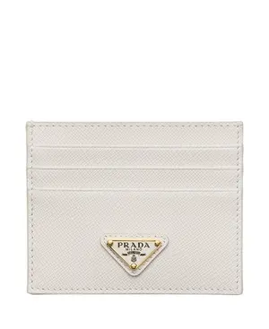 Prada Saffiano Leather Card Holder Chalk White