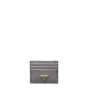 Prada Saffiano Leather Card Holder Gold/dark Silver