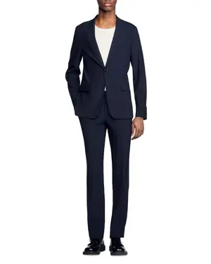 Sandro Unstructured Wool Suit Jacket - Navy Blue