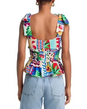 Aqua Smocked Tie Tank Top