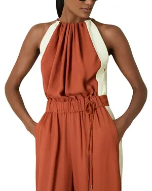 REISS Side Stripe Rope Tie Jumpsuit - Orange