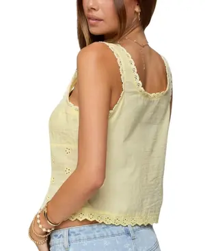 EDIKTED Fiore Eyelet Top - Yellow