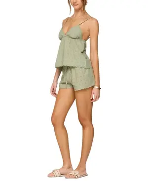 EDIKTED Talula Eyelet Babydoll Top - Olive