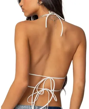 EDIKTED Nyx Backless Sheer Lace Top