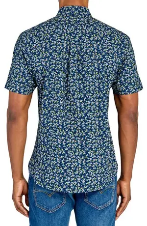 CON.STRUCT Slim Fit Mini Floral Recycled 4-way Stretch Performance Short Sleeve Shirt