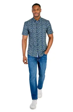 CON.STRUCT Slim Fit Mini Floral Recycled 4-way Stretch Performance Short Sleeve Shirt