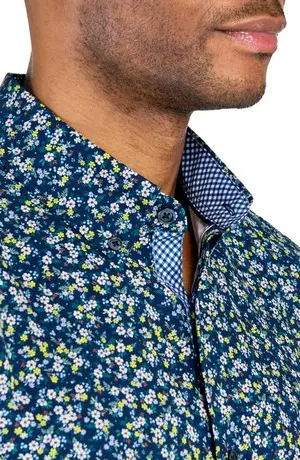CON.STRUCT Slim Fit Mini Floral Recycled 4-way Stretch Performance Short Sleeve Shirt