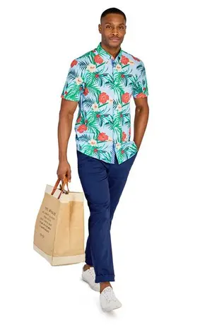 CON.STRUCT Slim Fit Tropical Recycled 4-way Stretch Performance Short Sleeve Shirt