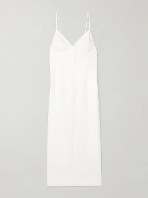 Khaite Tulula Silk-poplin Maxi Dress - White