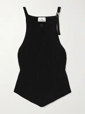 COURREGES Embellished Ribbed-knit Tank