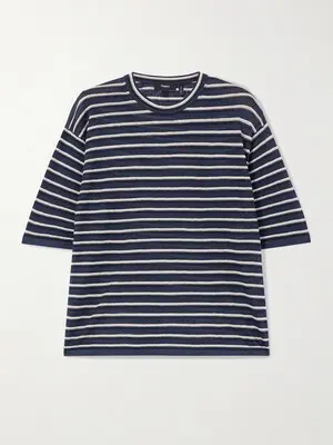 Theory Striped Linen-blend T-shirt