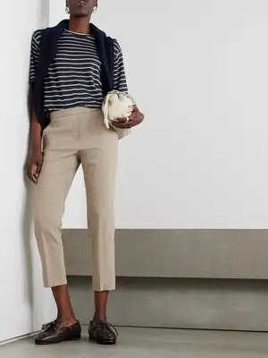 Theory Striped Linen-blend T-shirt