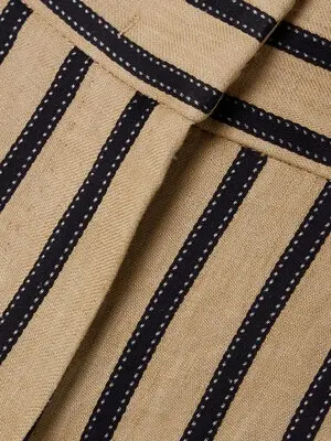Max Mara Striped Linen-blend Wide-leg Pants - Neutrals