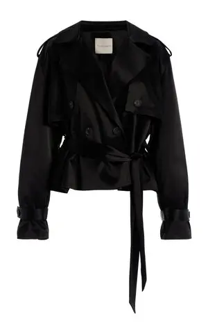 FAVORITE DAUGHTER Exclusive Cropped Trench Coat - Black