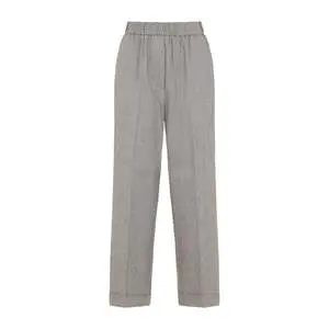 Peserico Pinstriped Linen Pants - Brown