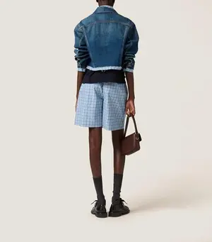 Miu Miu Cotton Poplin Check Shorts
