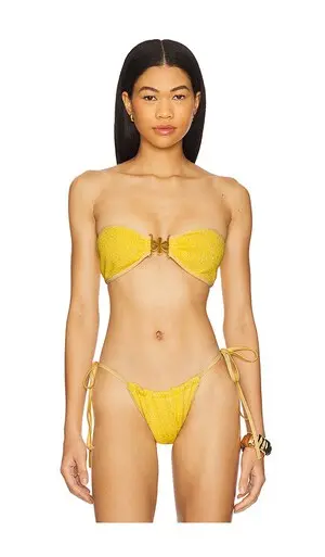 ASTA RESORT Mia Bikini Top - Butter Yellow Sequin
