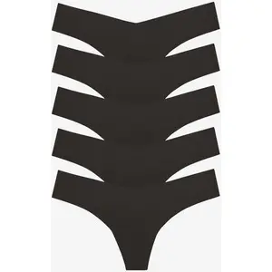 Commando Classic Solid Thong 5-pack - Black