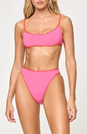 L*Space Zella Contrast Trim Bikini Top