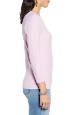 Halogen X Atlantic-pacific Three Quarter Sleeve Sweater - Pink Bouquet