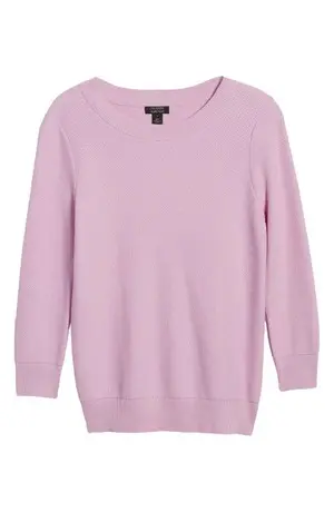 Halogen X Atlantic-pacific Three Quarter Sleeve Sweater - Pink Bouquet