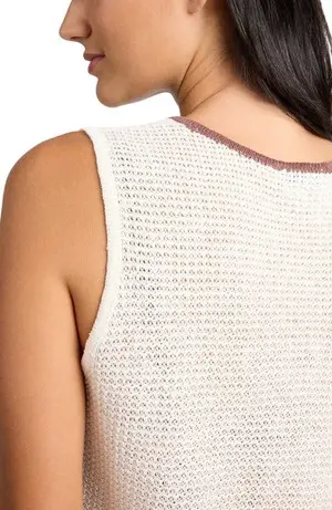 Onia Linen Knit Tie-front Tank Top - Egret/cppuccino