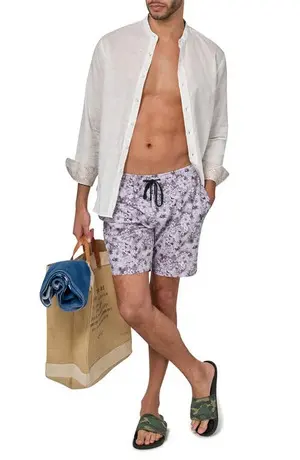 BROOKLYN BRIGADE Slim Fit Floral Swim Trunks